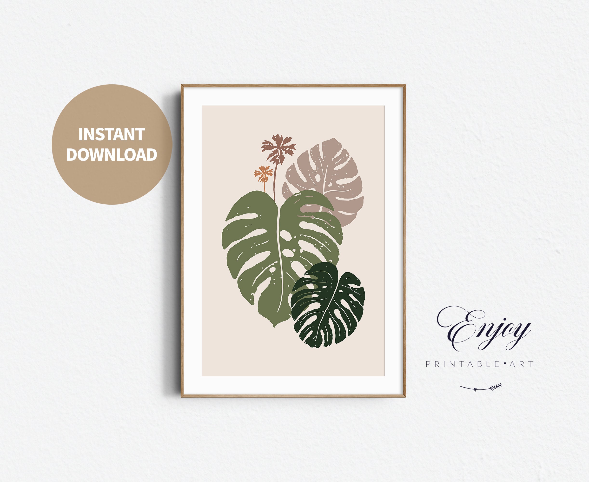 Monstera Wall Art Printable Poster, Modern Boho Wall Decor Print ...