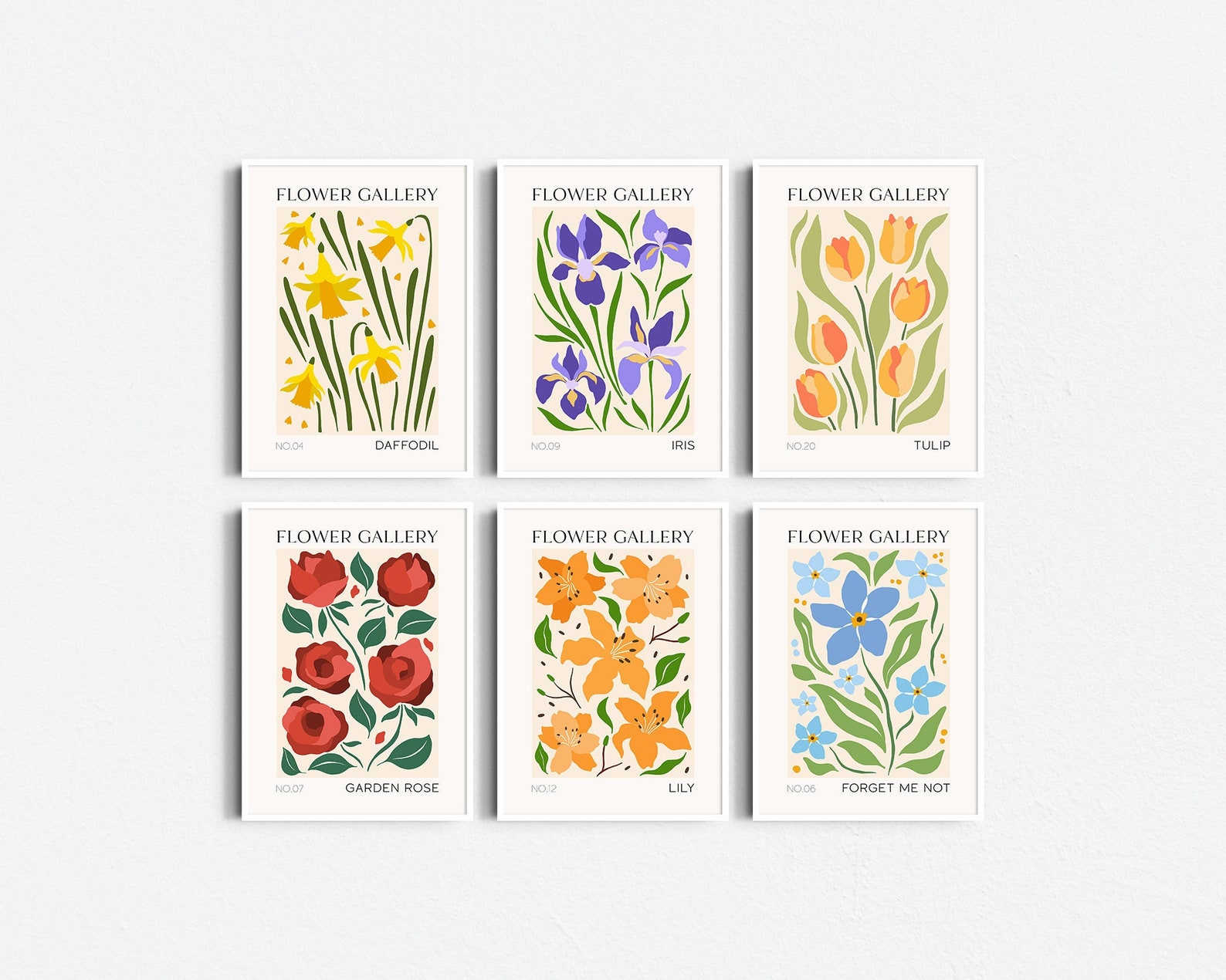 Flowers Gallery Set of 6 Poster, Floral Home Decoration, Abstract ...