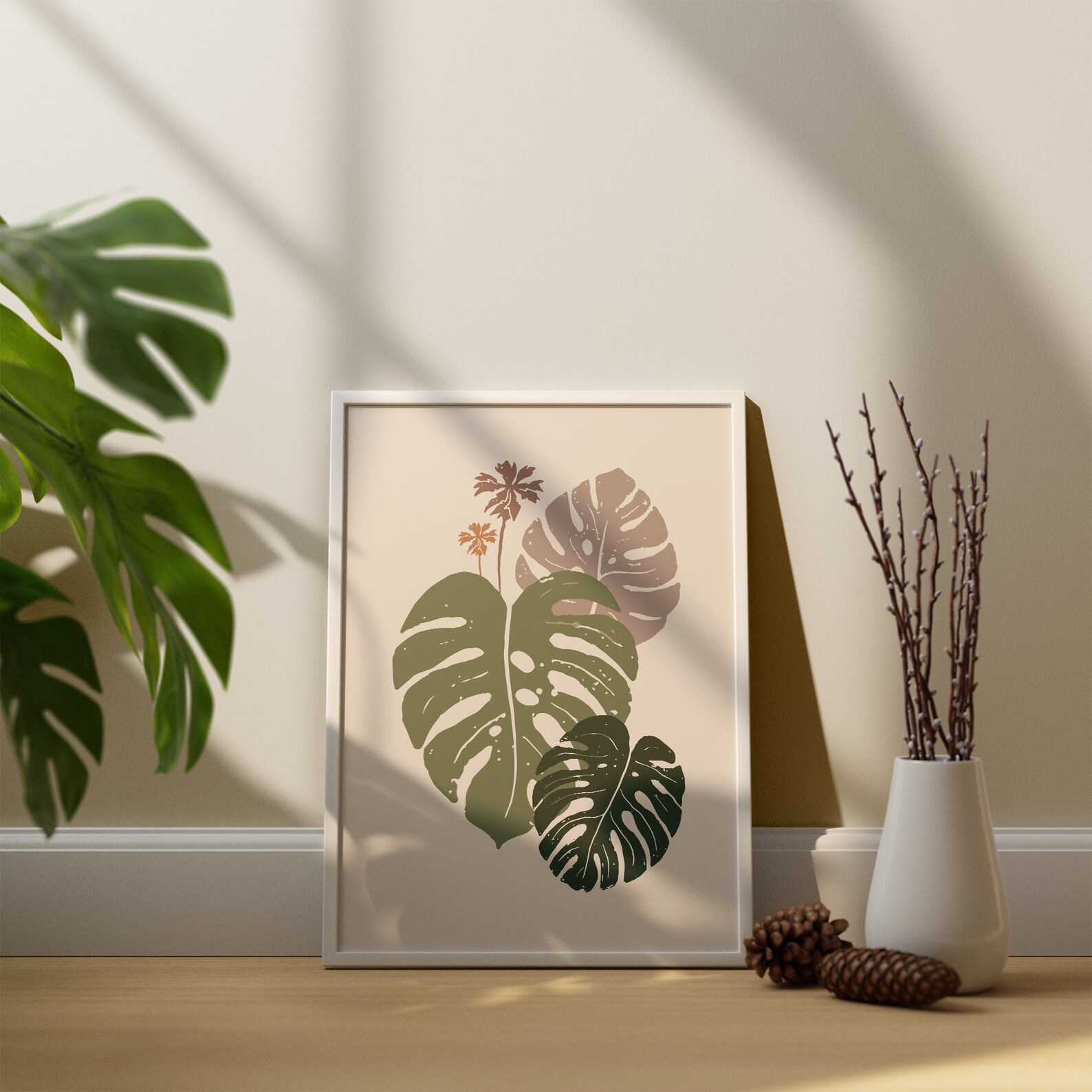 Monstera Wall Art Printable Poster, Modern Boho Wall Decor Print ...