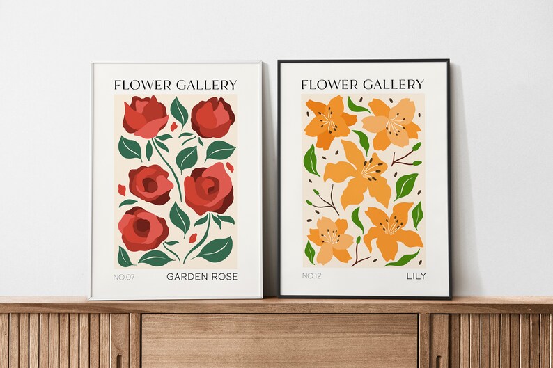 Flowers Gallery Set of 6 Poster, Floral Home Decoration, Abstract ...