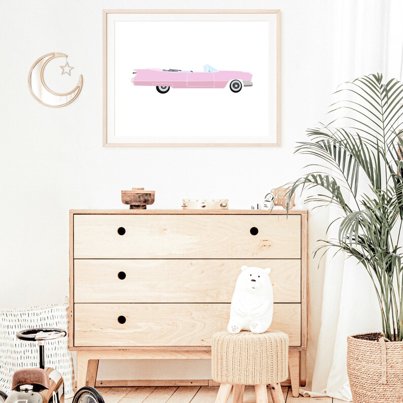 Classic Pink Car Digital Art Vintage Pink Car Art Car Art - Etsy
