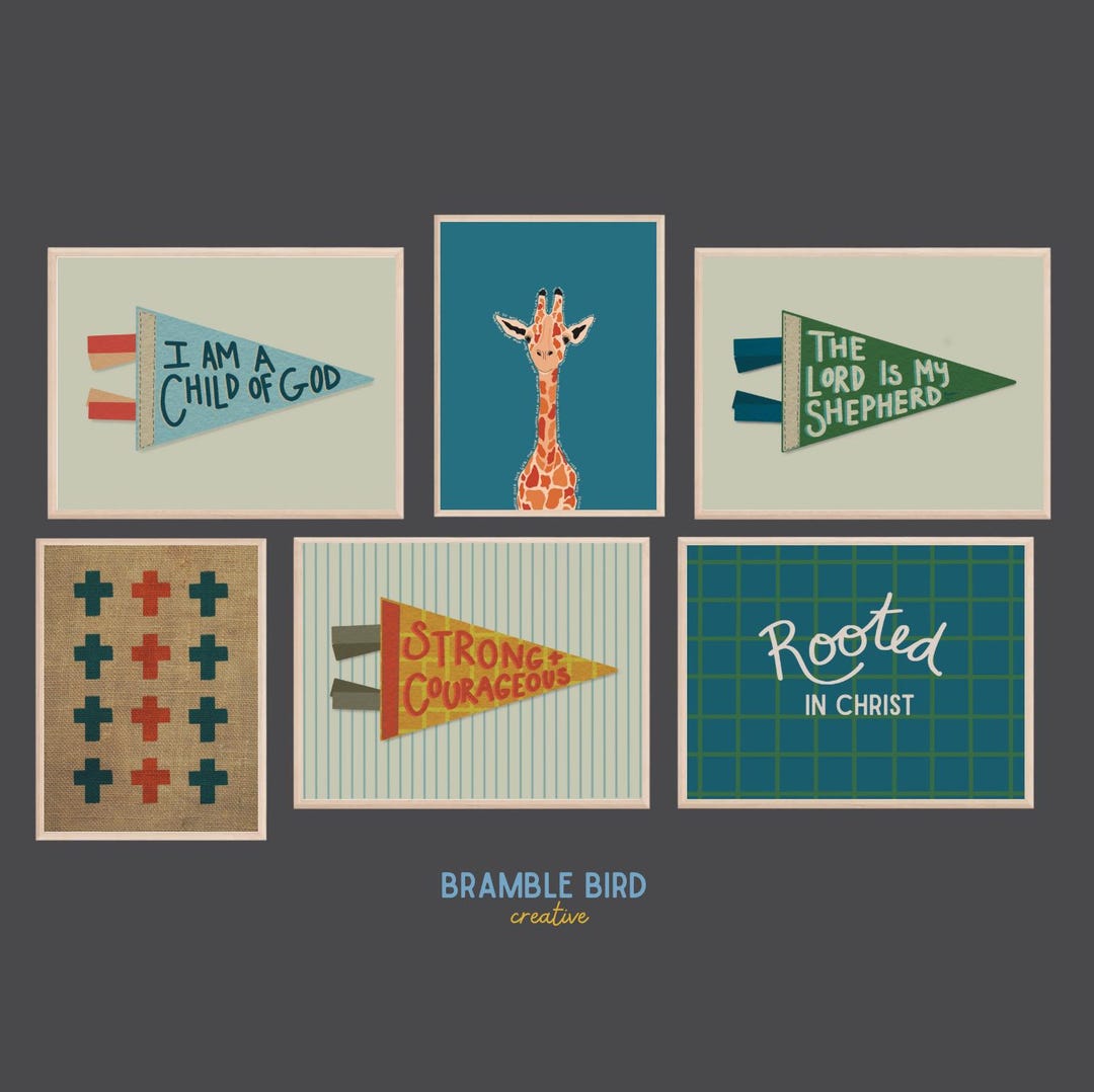 Vintage Christian Scripture Print Set | Nursery & Kids Room Decor ...
