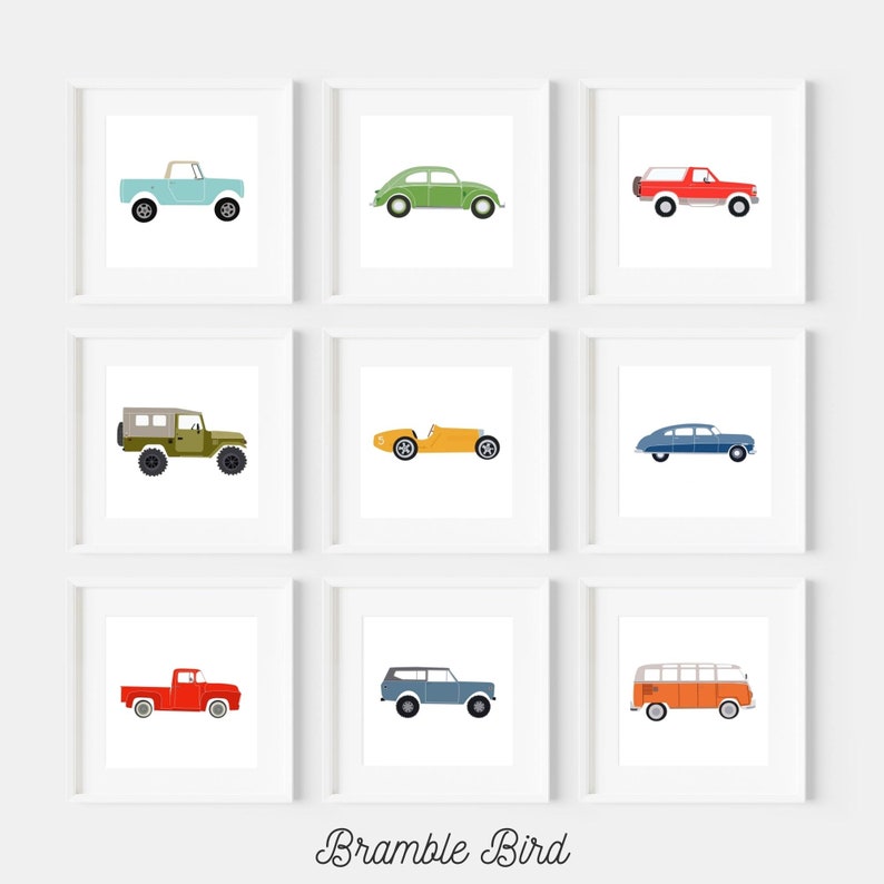 Bundle: Nine Vintage Car Digital Print Classic Cars Bundle - Etsy