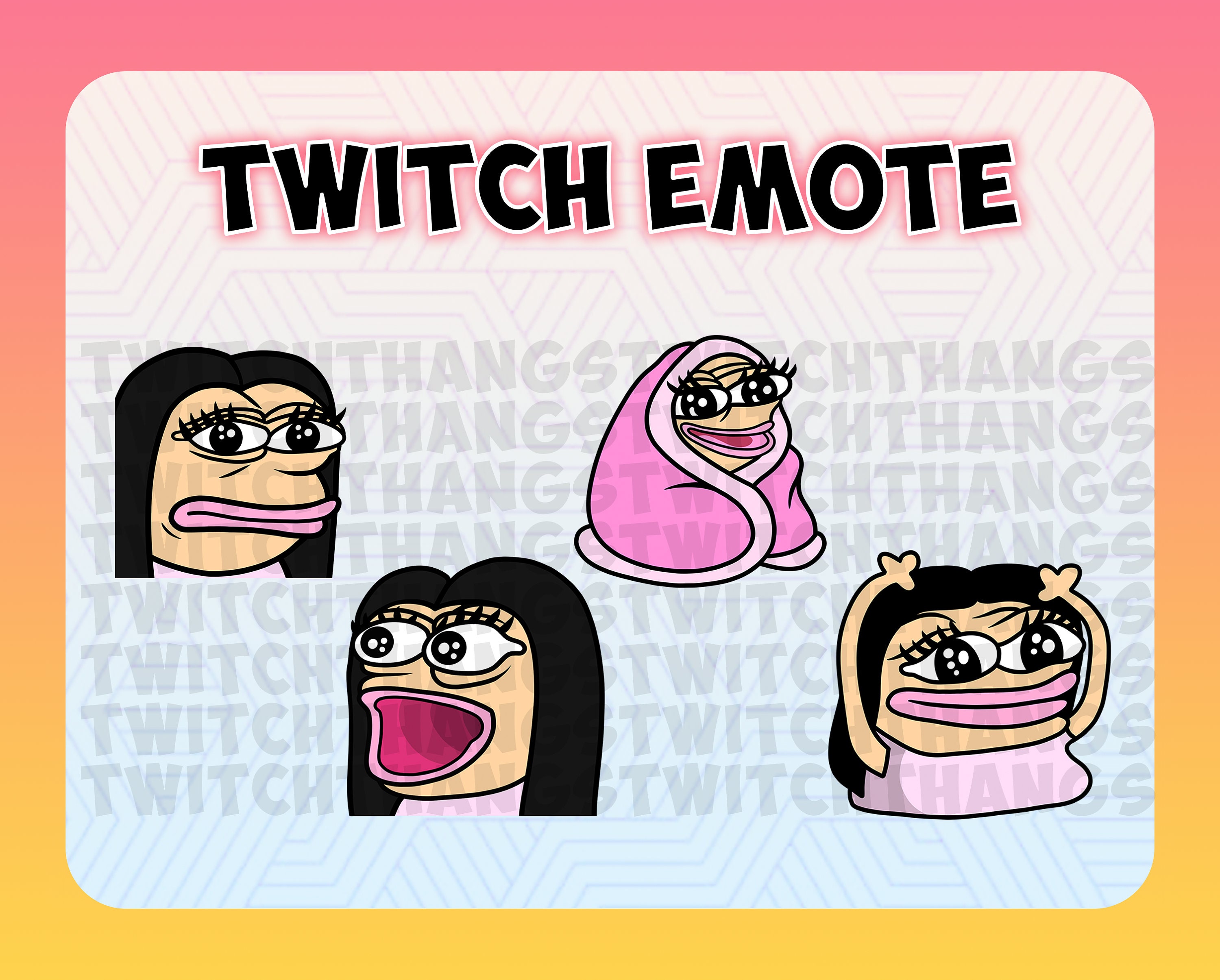 Pepe de pelo negro la chica rana Emote Pack eres pepe... - Etsy México