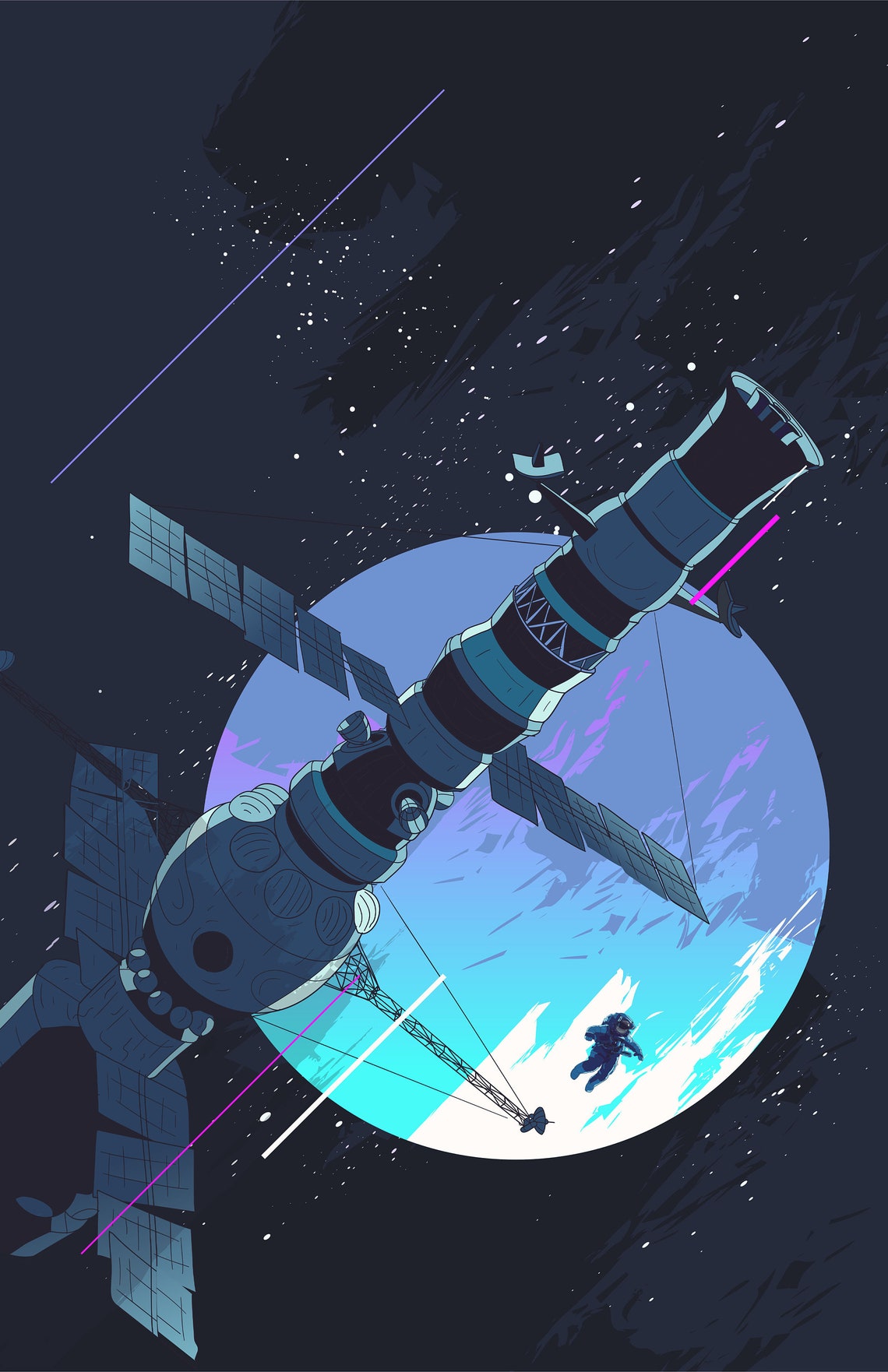 Drifting - Space Station Poster - Game Room, Home Decor, Office Decor ...