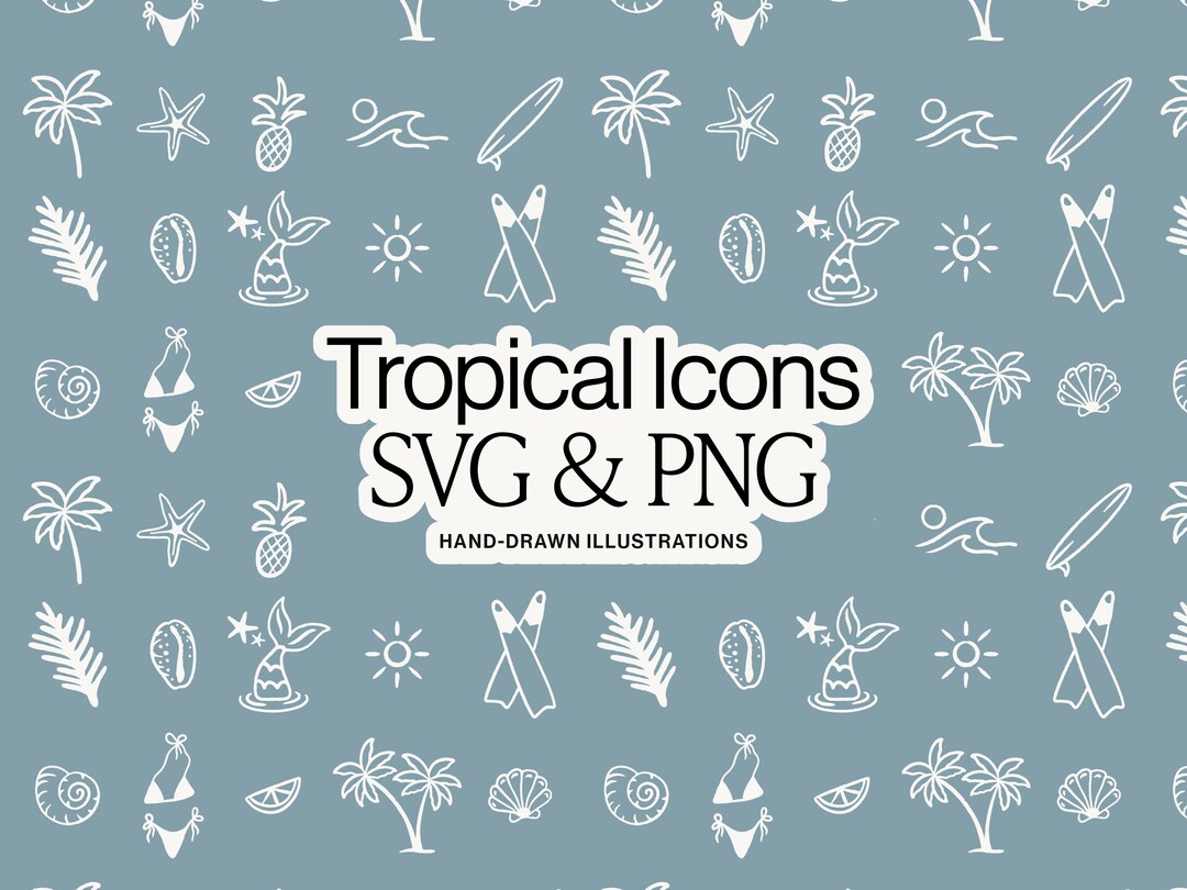 Tropical Beach Icon Pack: Summer Vector Clipart (SVG, PNG, AI) - Etsy