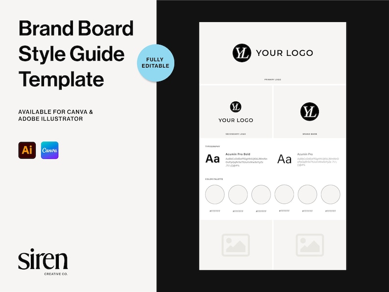 One Page Brand Guidelines One Page Brand Kit Canva Template Adobe ...