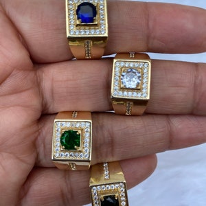 Men’s Colored Stone Ring, 18K Gold Filled - Etsy