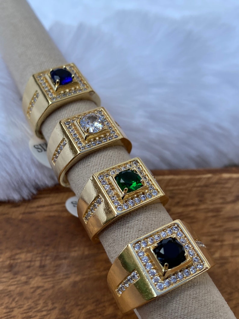 Men’s Colored Stone Ring, 18K Gold Filled - Etsy