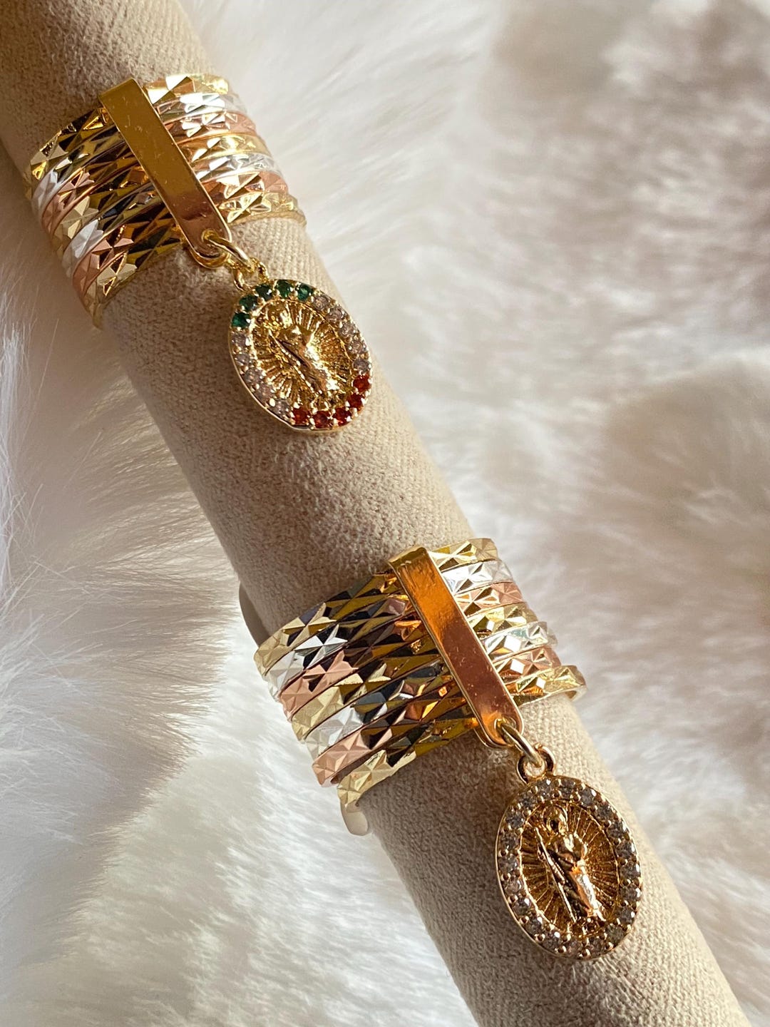 Tricolor Semanario Ring, 18K Gold Filled - Etsy