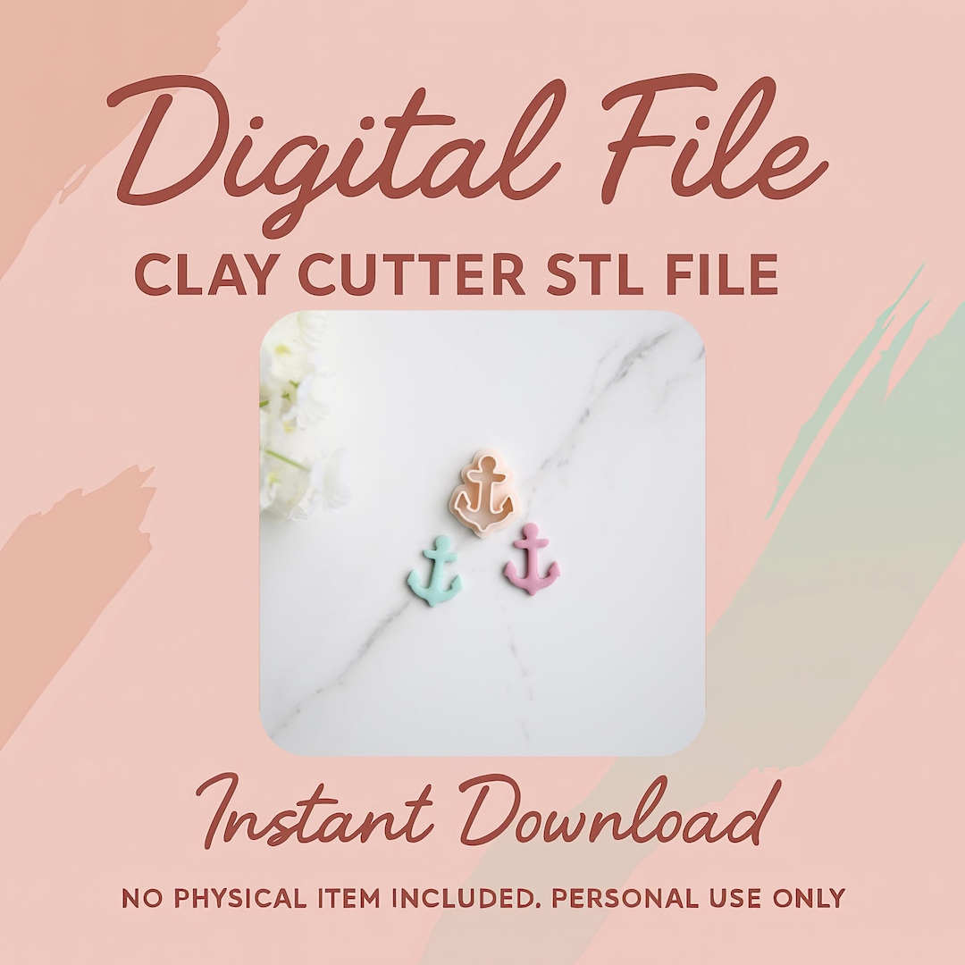 Digital STL File | Ship Anchor Clay Cutter | Summer Clay Cutter | Beach ...