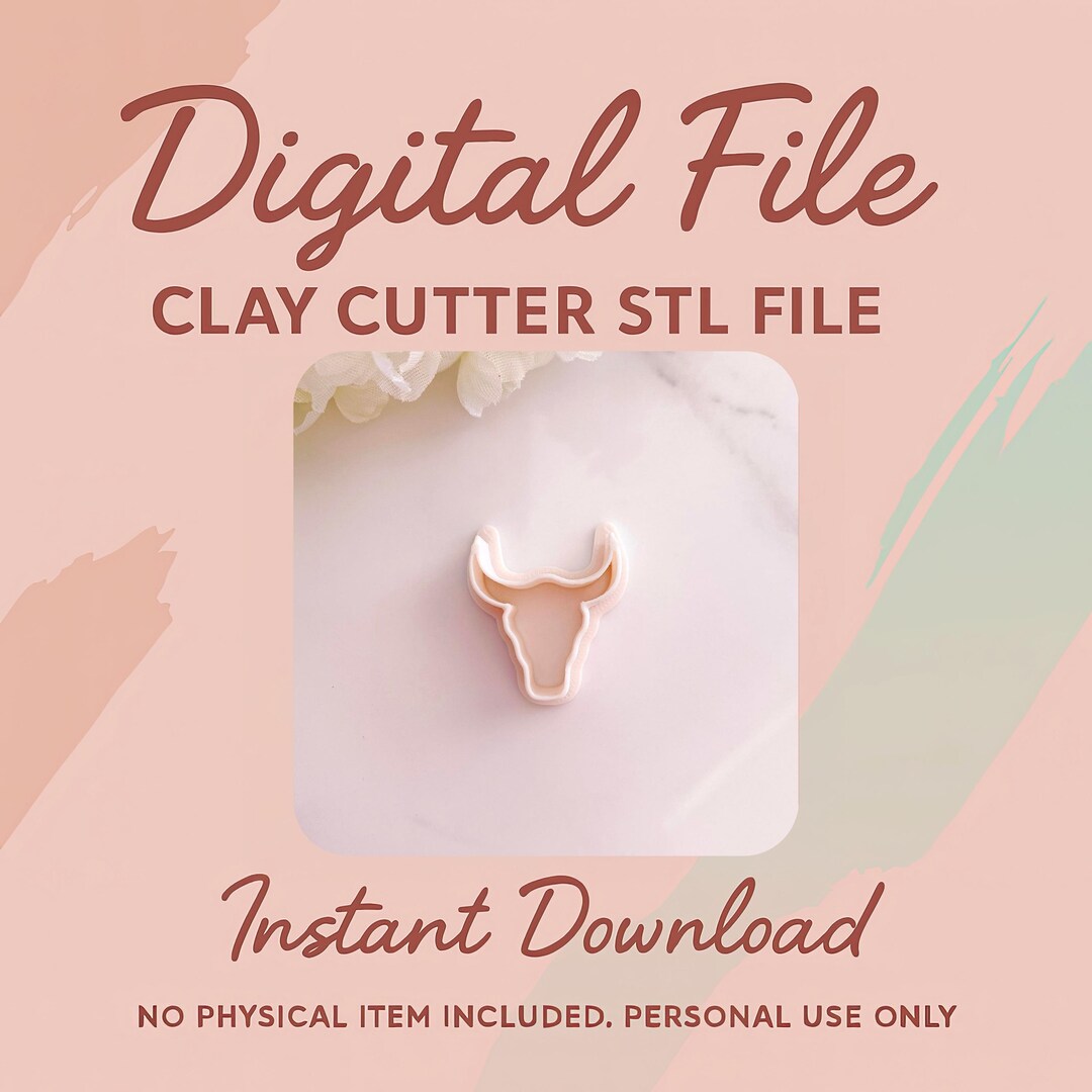 Digital STL File | Bull Skull Polymer Clay Cutter | Cow Head Cutter ...