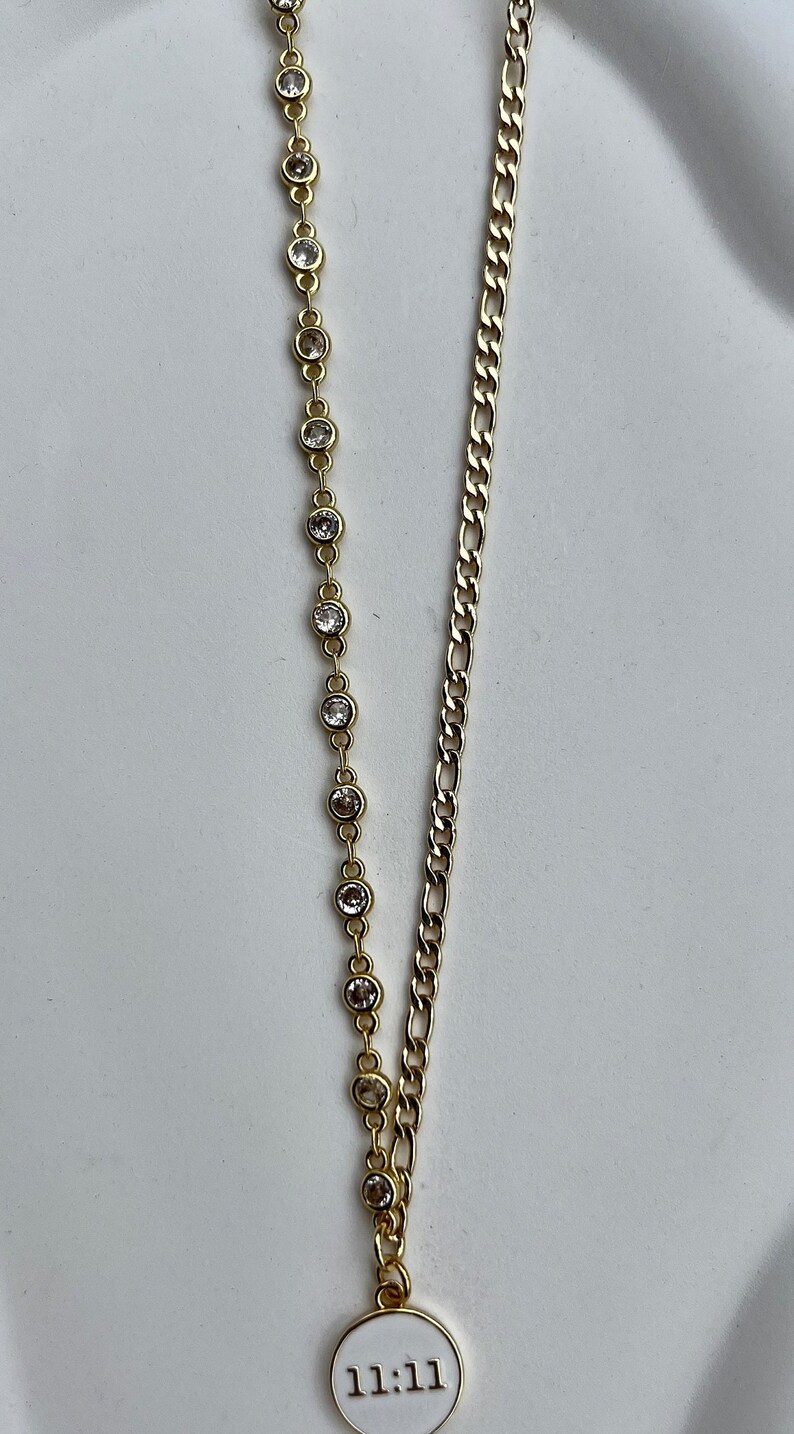 11:11 Angel Number Multi Layered Handmade Necklace With Bezel Round Cut ...