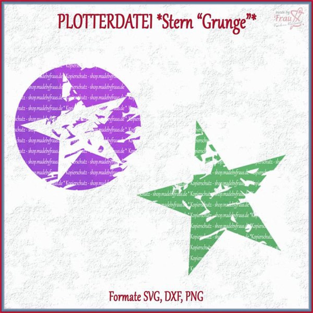 Plotter File * Star "grunge" 2 Variants | Svg Dxf Png | Plot Stars ...