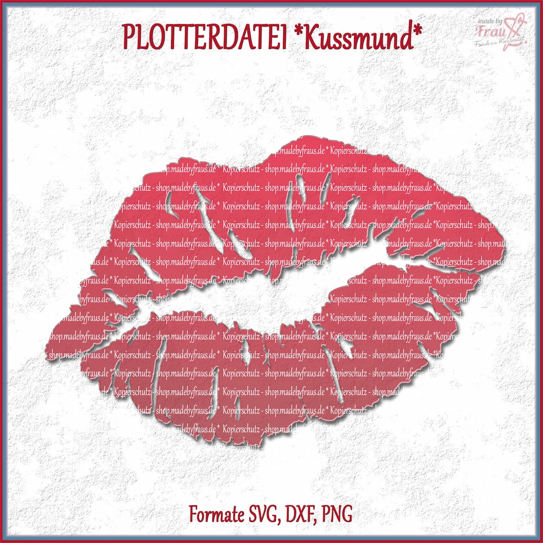 Plotter File Kissing Mouth Svg Dxf Png Plot Kiss JGA Valentine's Day ...