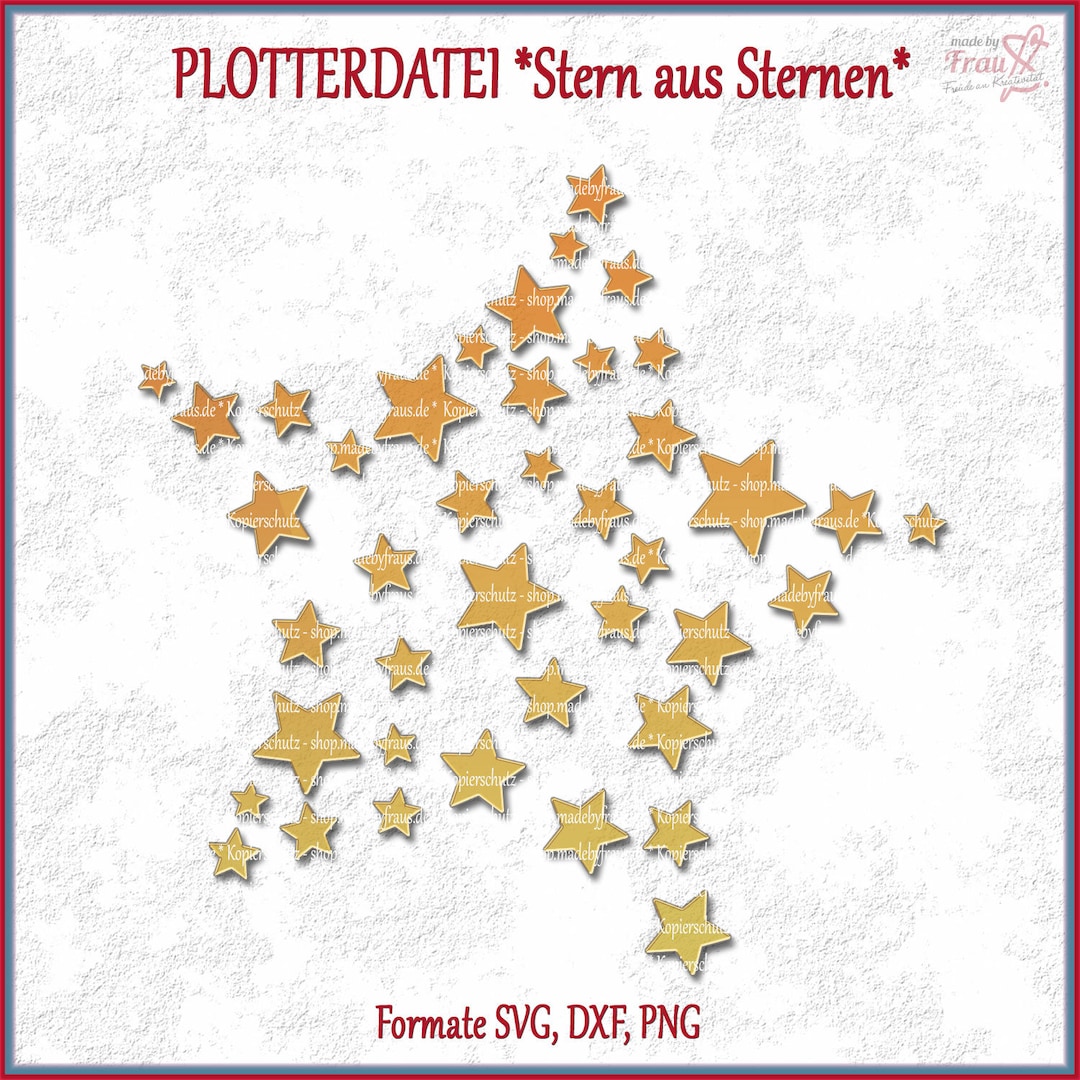 Plotterdatei * Stern aus Sternen | svg dxf png | Motiv aus Sterne | Plotten für Kinder | Cricut ...