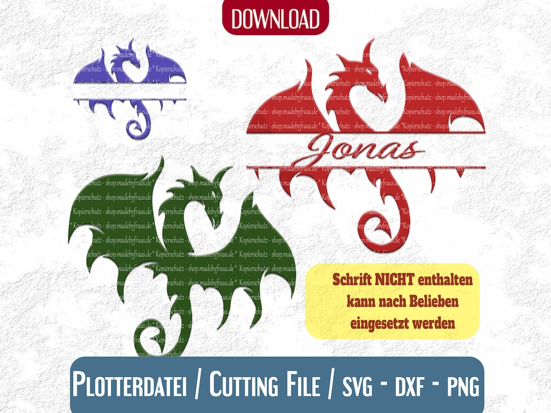 Plotterdatei * Drachen | svg png dxf | Silhouette | Split | Kinder plotten | Karneval | Fasching ...