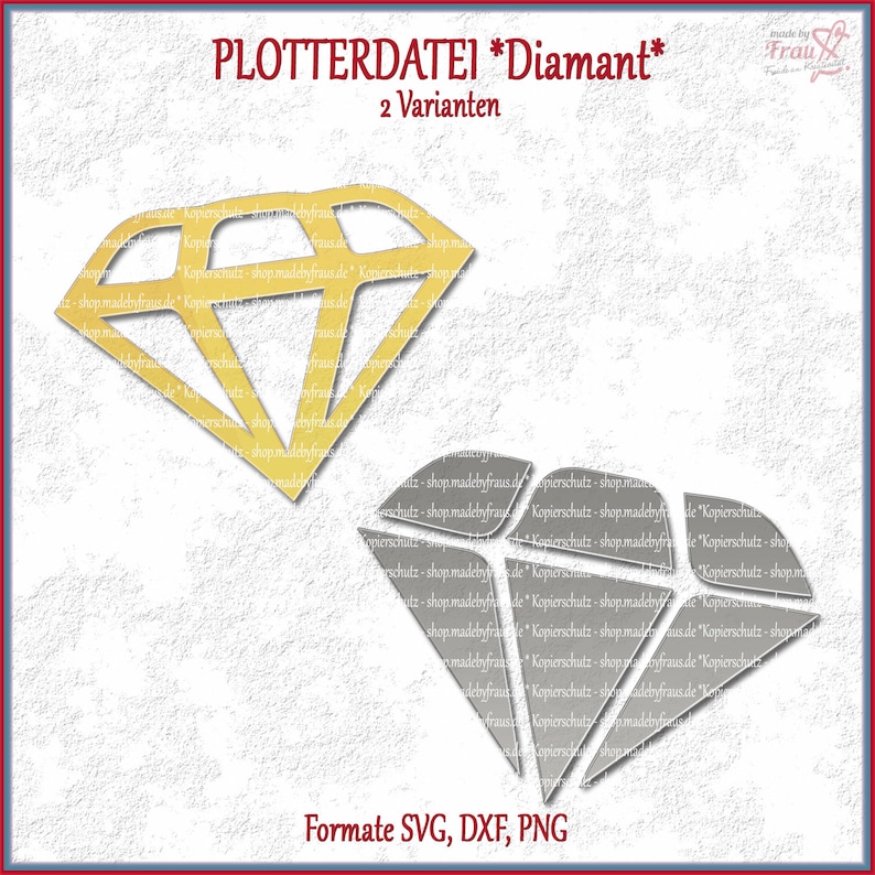 Plotterdatei Diamant 2 Varianten Svg Dxf Png Diamanten - Etsy Hong Kong