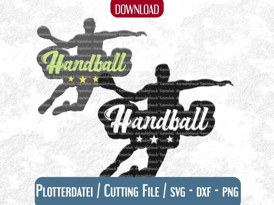 Plotter File * Silhouette Handball Player With Lettering Handball With ...