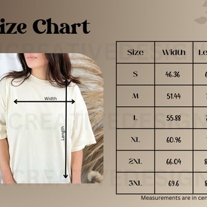 C1717 Size Chart - Comfort Colors 1717 Size Chart - Digital Download ...
