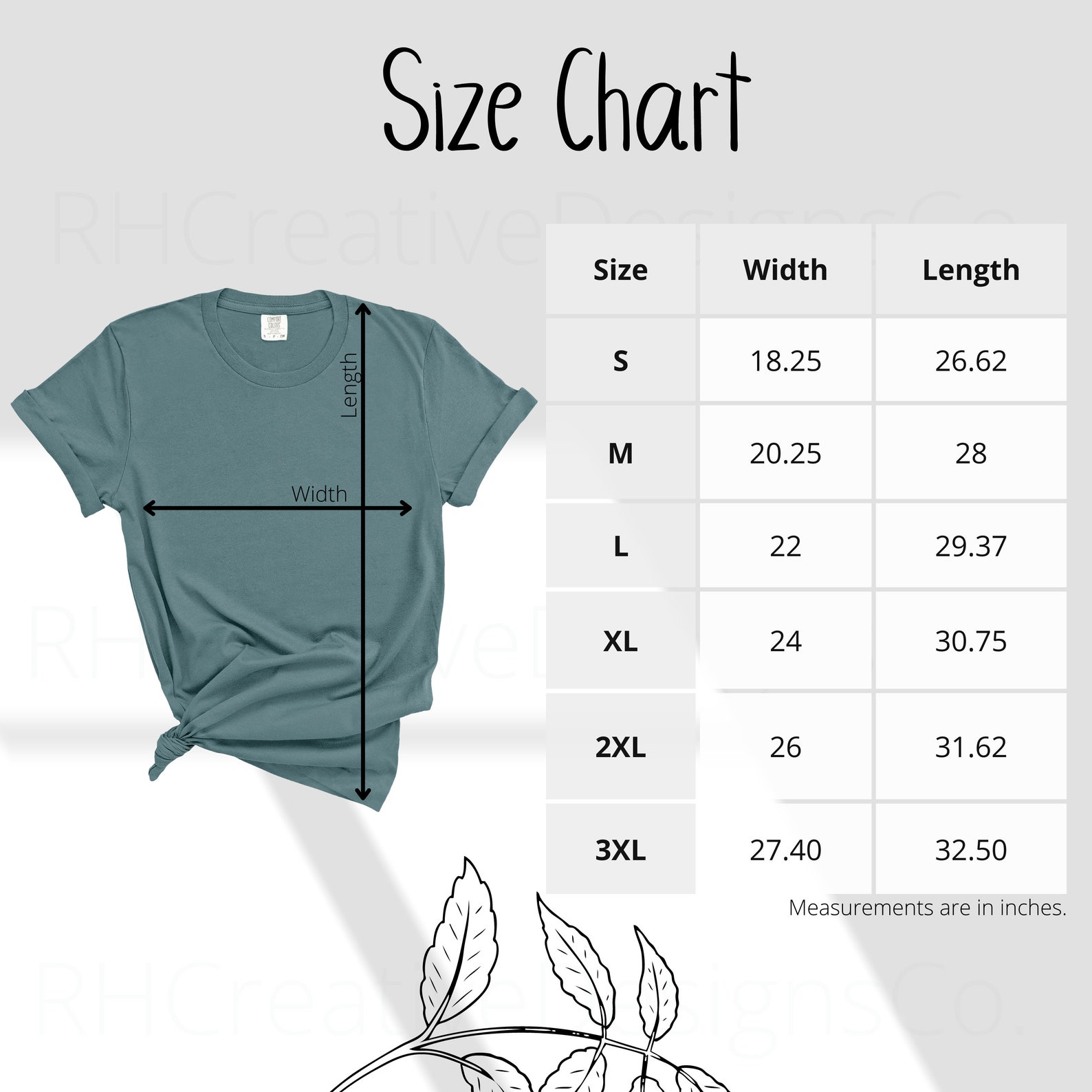 Comfort Colors 1717 Size Chart | Comfort Colors Mockup | Comfort Colors ...