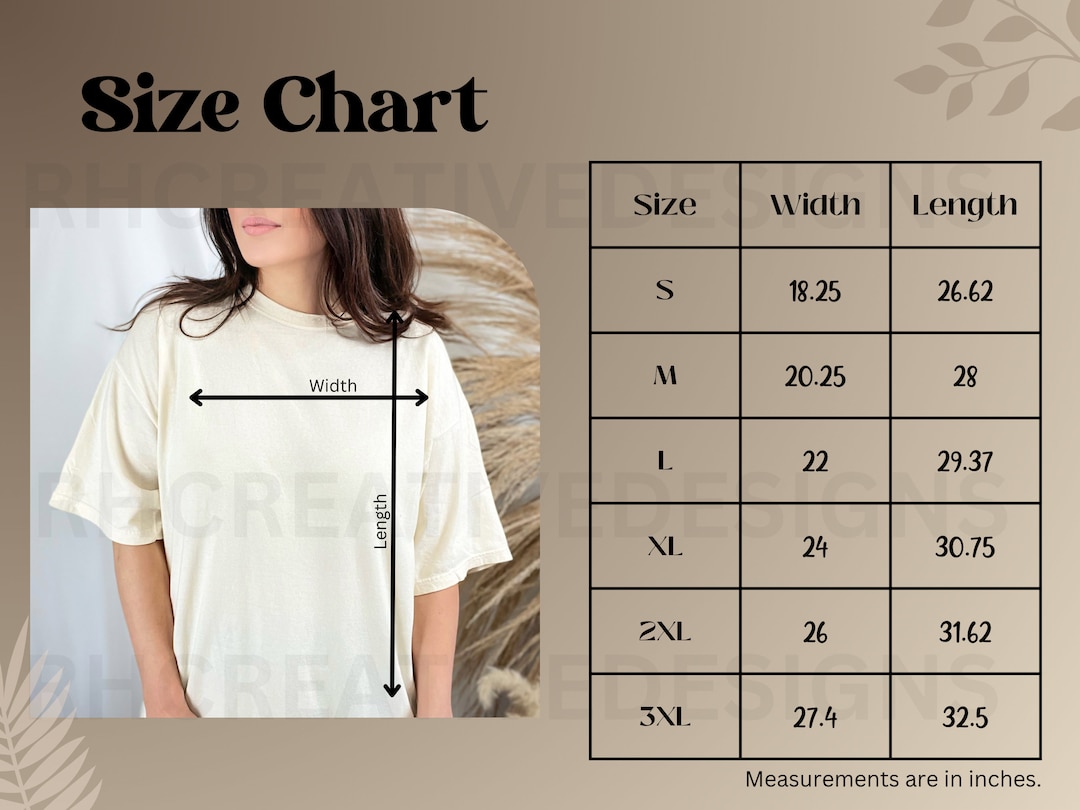 C1717 Size Chart - Comfort Colors 1717 Size Chart - Digital Download ...