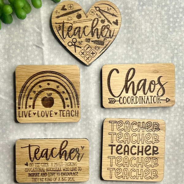 Teaching Magnets Wood Magnets Laser Engraved Teacher Appreciation ...