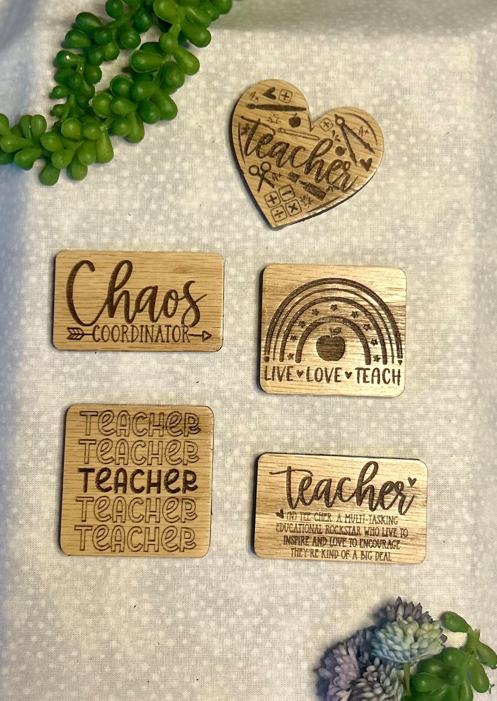 Teaching Magnets Wood Magnets Laser Engraved Teacher Appreciation ...