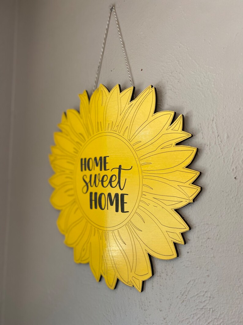 Sunflower Sign Laser Engraved Sunflower Home Sweet Home - Etsy