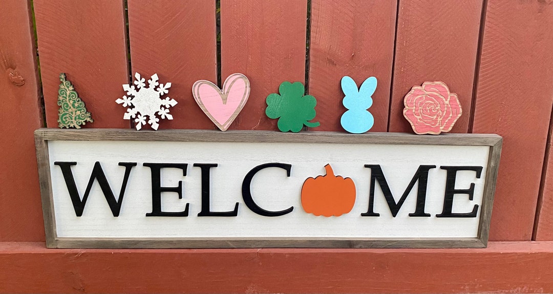 Interchangeable Welcome Sign Welcome Sign 7 Seasons and Holidays Sign ...