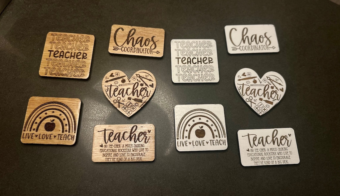 Teaching Magnets Wood Magnets Laser Engraved Teacher Appreciation ...