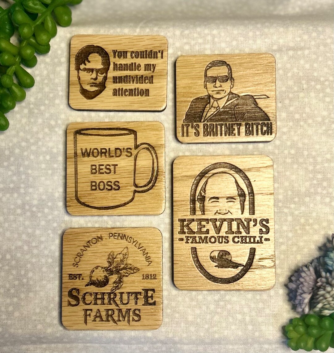 The Office Magnets Wood Magnets Laser Engraved the Office Set of 5 - Etsy