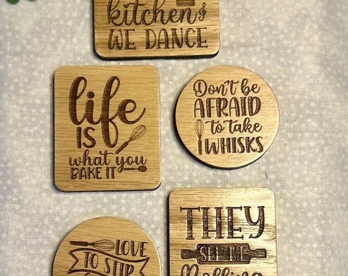 Kitchen Themed Wood Magnets Funny Magnets Kitchen Magnets Kitchen Decor ...