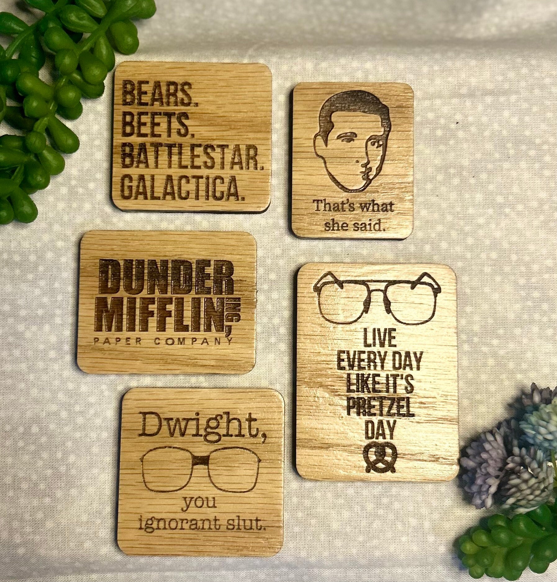 The Office Magnets Wood Magnets Laser Engraved the Office Set of 5 - Etsy