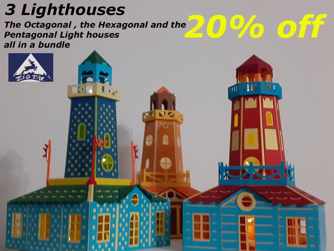 3D SVG, Pdf and Studio Files for the 3 Lighthouses Lanterns Bundle - Etsy