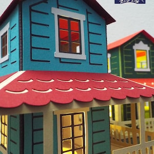 3D Svg, PDF and Studio File Three Small Cozy Houses Lanterns - Etsy