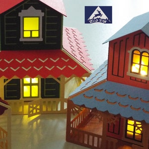3D Svg, PDF and Studio File Three Small Cozy Houses Lanterns - Etsy