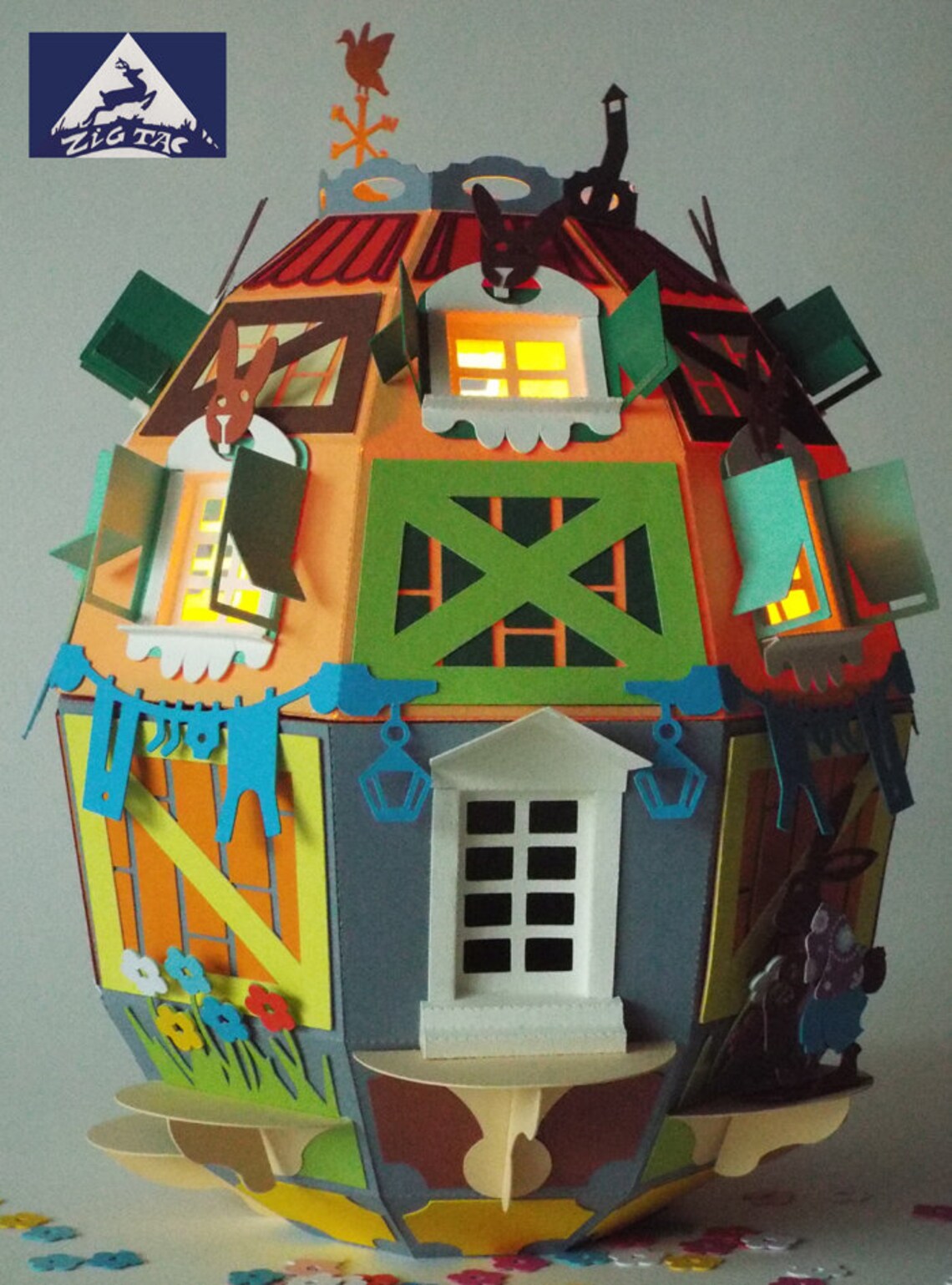 3D SVG an Egg House for the Easter Bunny a Lantern and Sweets - Etsy