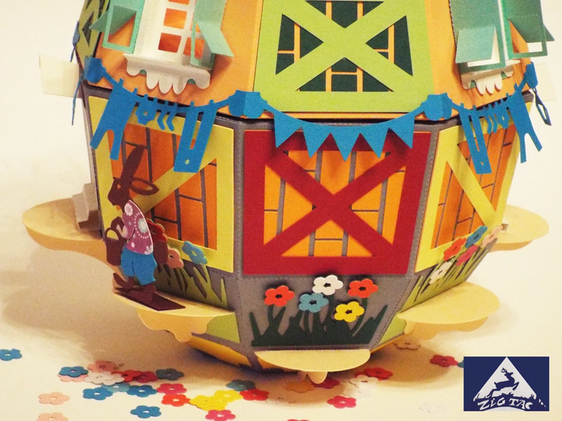 3D SVG an Egg House for the Easter Bunny a Lantern and Sweets - Etsy