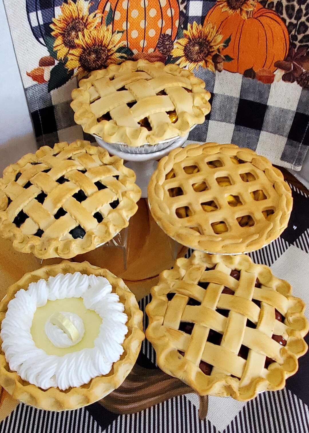 Faux Pie: 5"old Fashioned Kitchen Display - Apple, Peach, Cherry ...