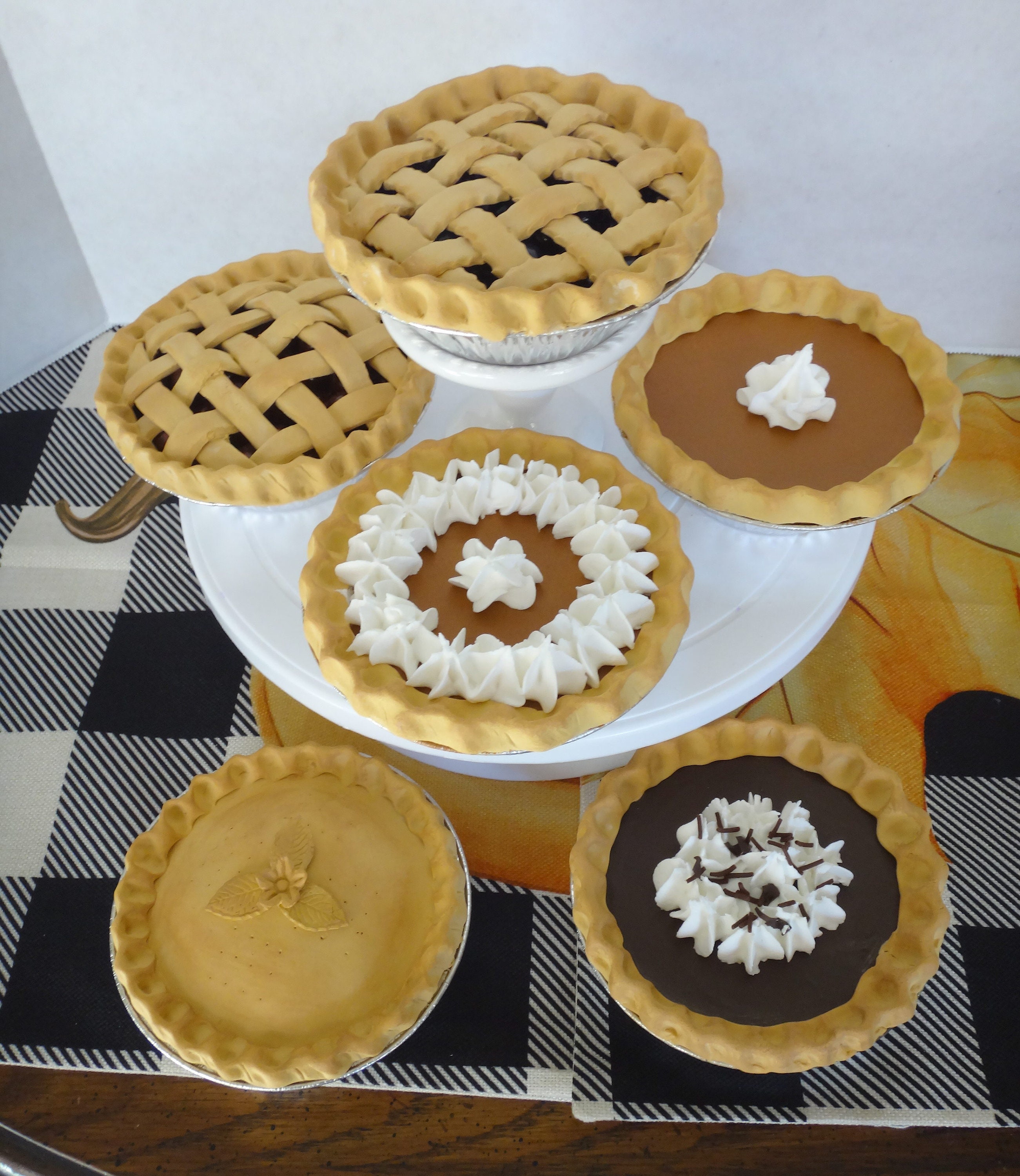 5 Pumpkin, Cherry, Blueberry, Apple Holiday Pies Faux Food /fake Bake ...