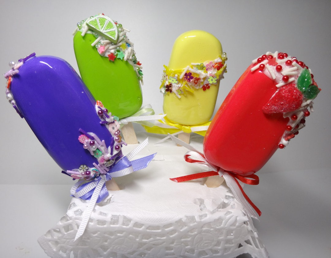 ONE Mid-size Ice Cream Popsicles Faux Food Fake Bake, Display Replica ...