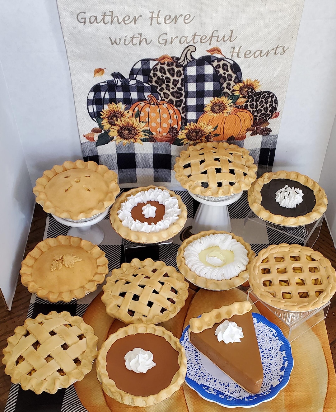 5" Pumpkin, Cherry, Blueberry, Apple Holiday Pies Faux Food /fake Bake ...