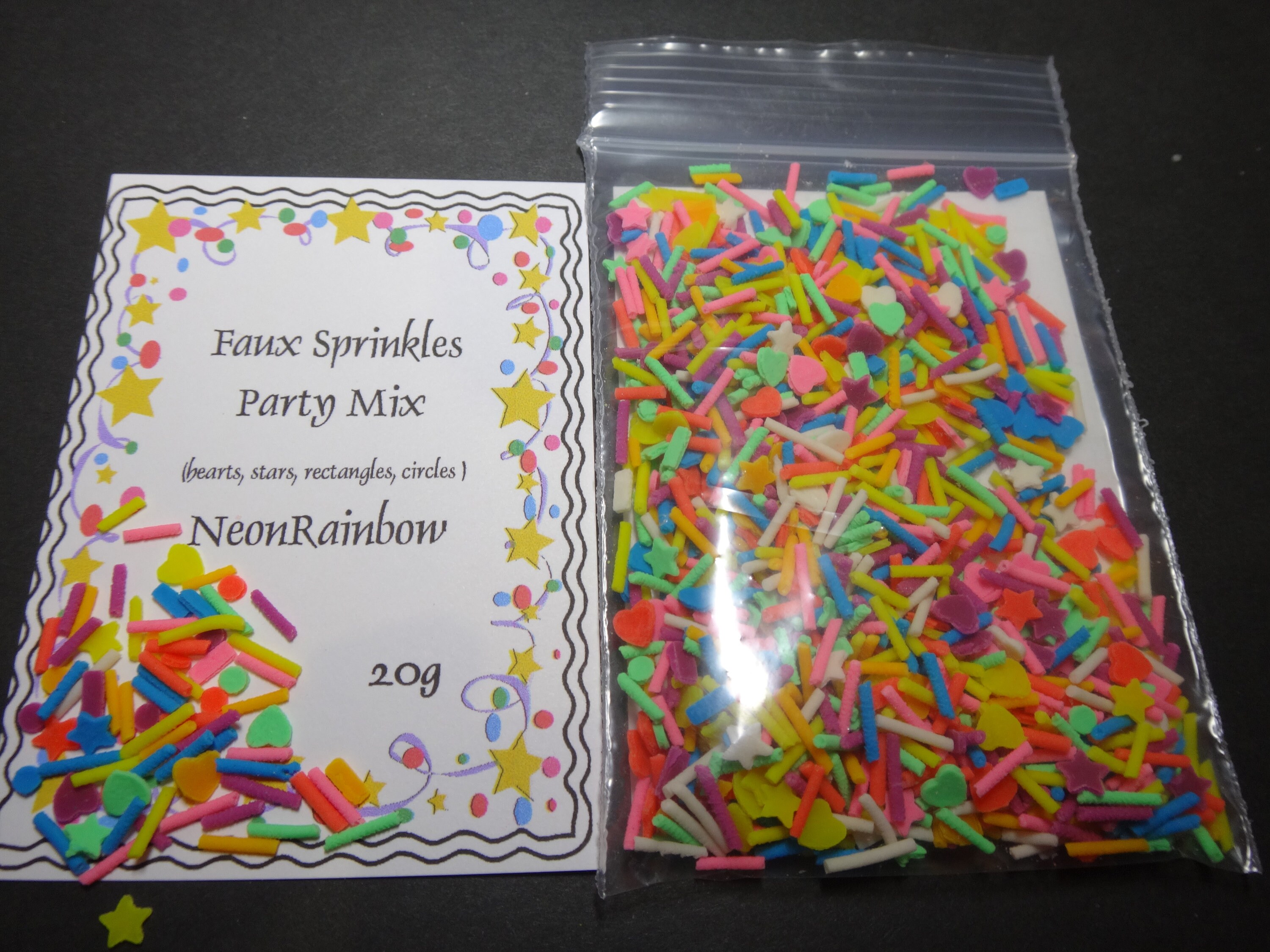 Faux/fake Clay Handmade Fake Bake Craft Sprinkles-non EDIBLE Neon Party ...