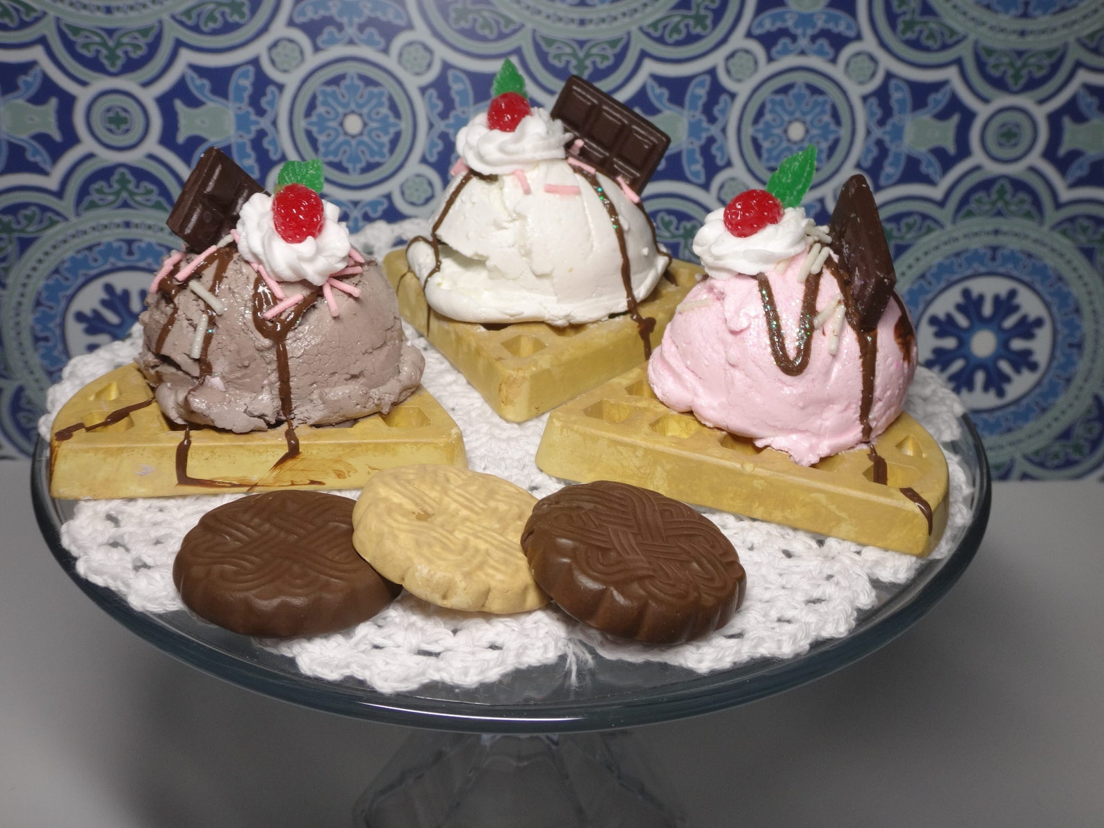 Fake Waffle Ice Cream Dessert Prop: Tier Tray Display - Etsy