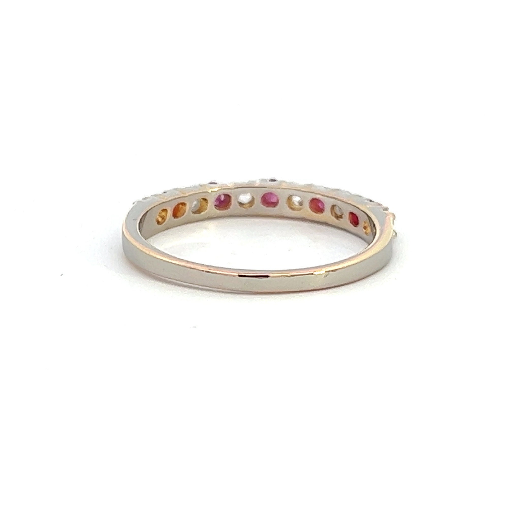 Vintage White Gold Ruby Diamond Band 14k Stackable Ring - Etsy
