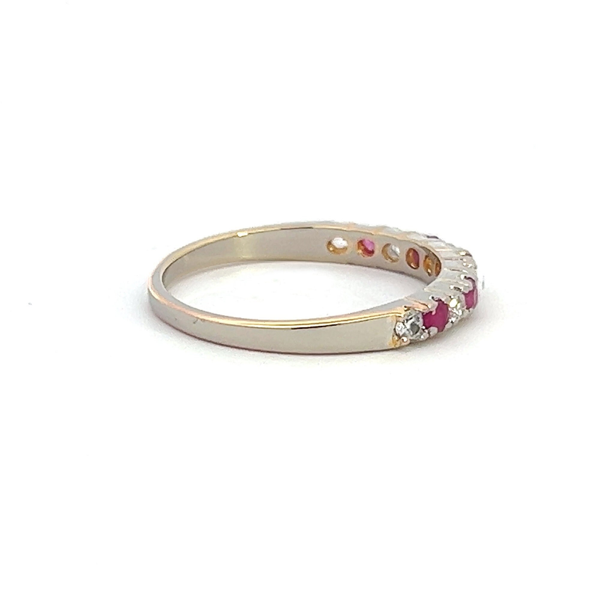 Vintage White Gold Ruby Diamond Band 14k Stackable Ring - Etsy
