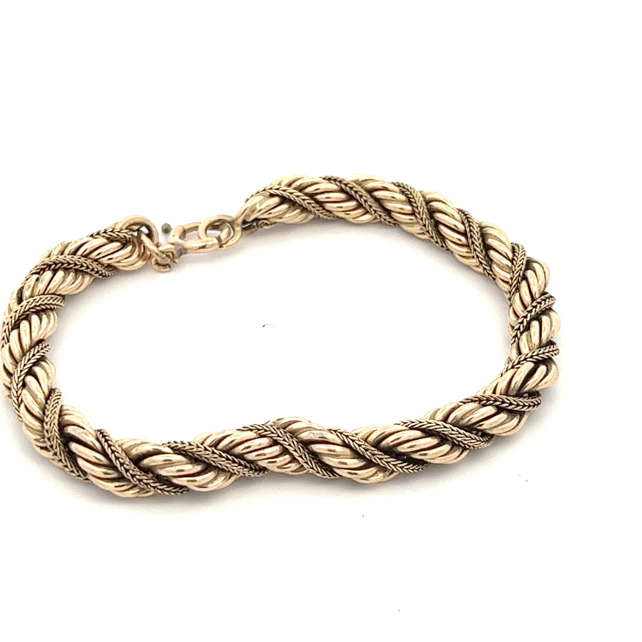 7 Mm Heavy Vintage Rope Bracelet, Stamped 12k GF P. W. 7 1/2 Inches ...