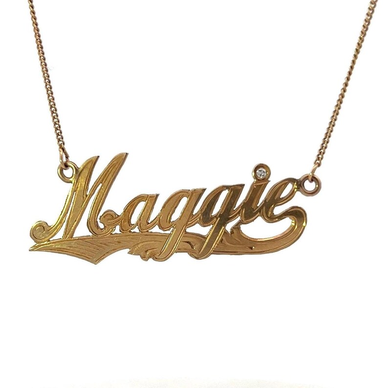 Maggie Name Necklace | Diamond I | Vintage Estate Personalized Name ...