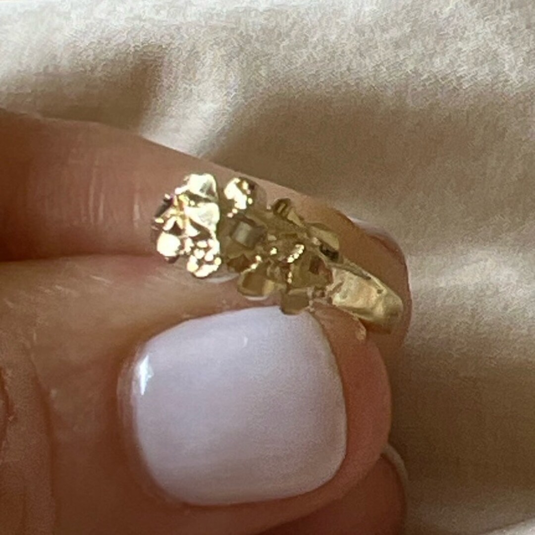 14k Vintage Nugget Ring Old School Diamond Cut Nugget Jewelry Band Size ...